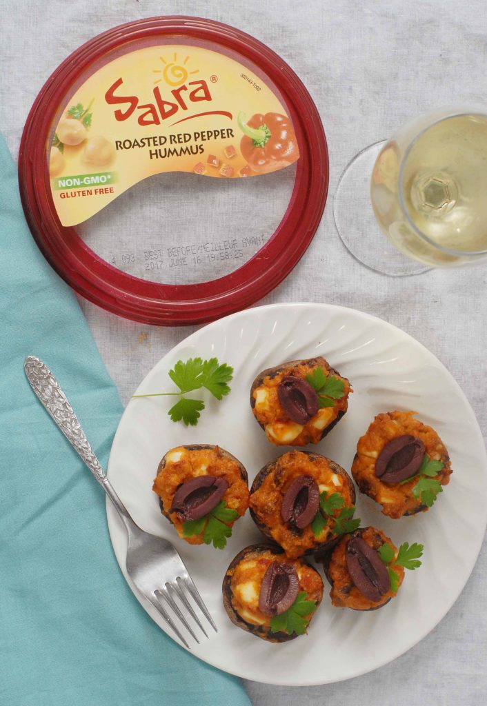 Mediterranean Hummus Stuffed Mushrooms - Alisons Allspice