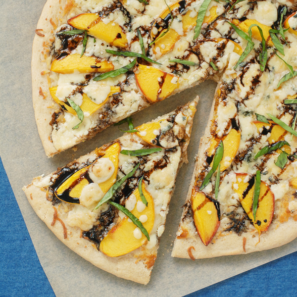 Peach Basil Pizza with Balsamic Drizzle - Alisons Allspice