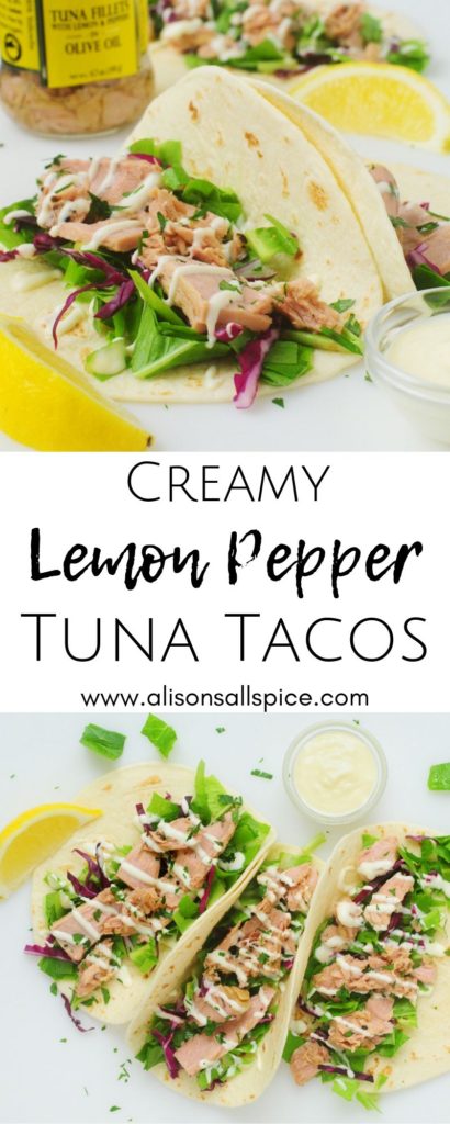 Creamy Lemon Pepper Tuna Tacos - Alisons Allspice