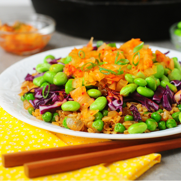 Vegan Kimchi Fried Rice with Edamame - Alisons Allspice