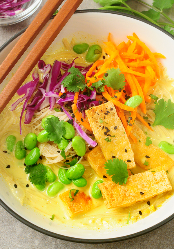 Coconut Turmeric Noodle Bowl with Tofu and Veggies - Alisons Allspice