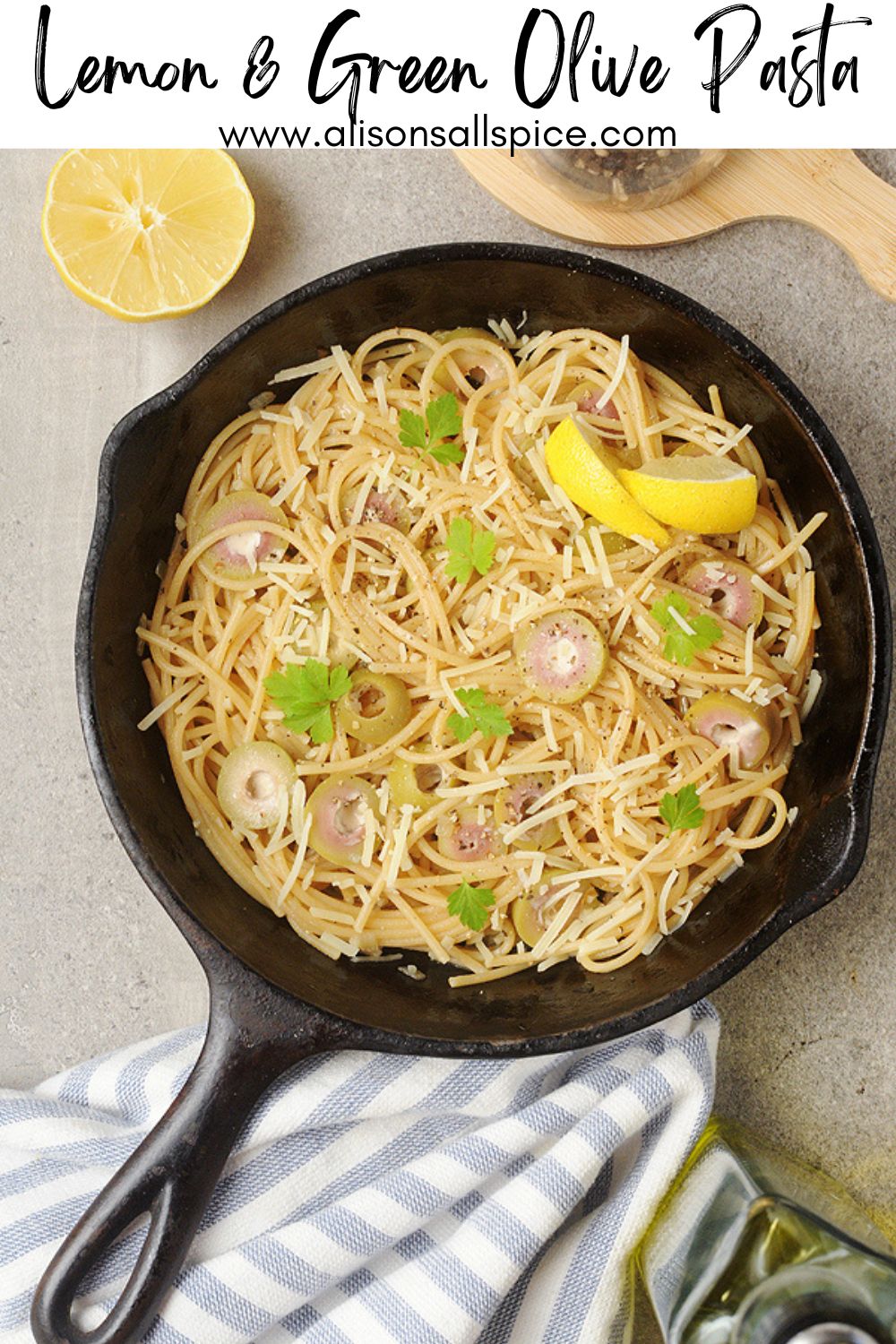 Lemon and Green Olive Pasta - Alisons Allspice